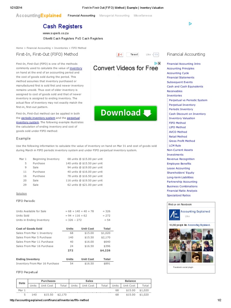 First-In First-Out (FIFO) Method _ Example _ Inventory Valuation ...