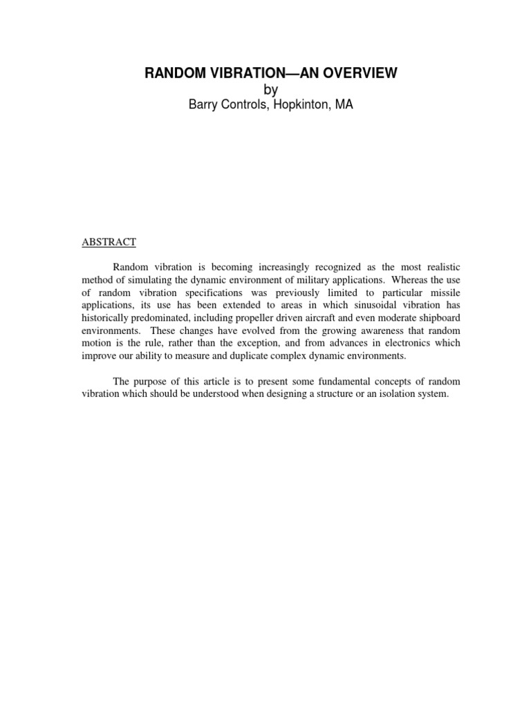 Overview of Random Vibration Testing | PDF