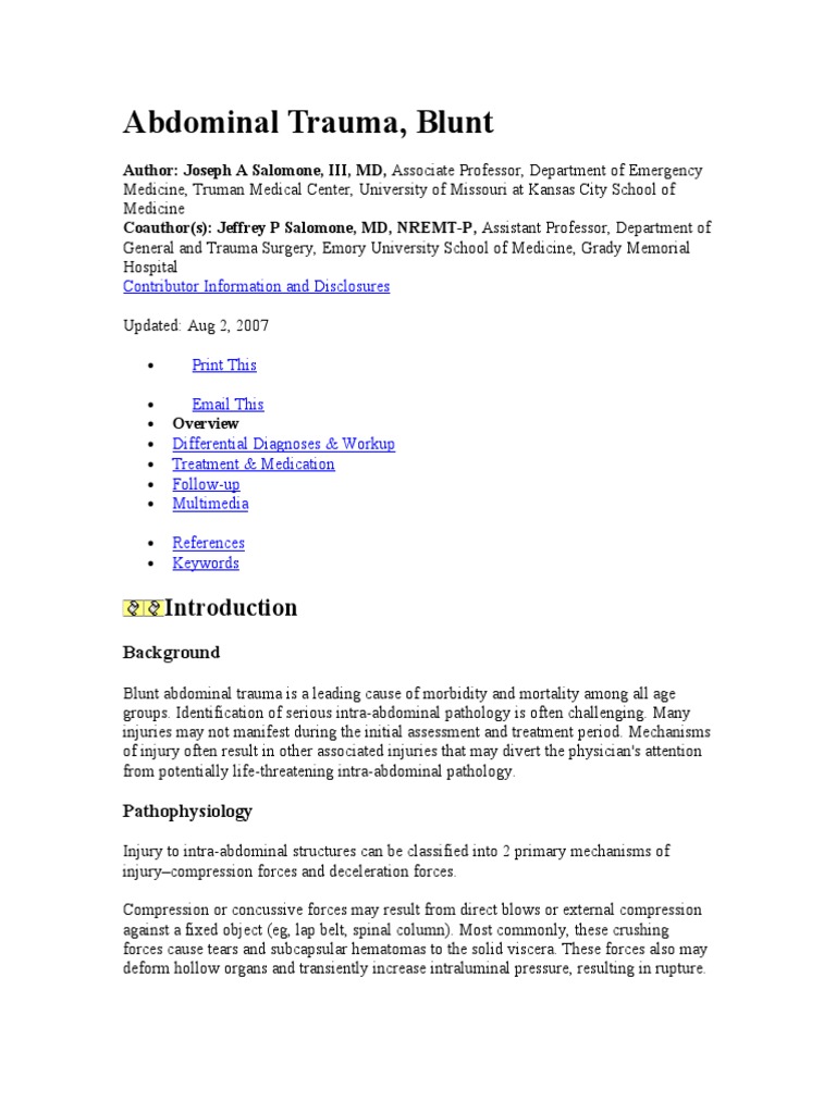 Blunt Abdominal Trauma | PDF | Major Trauma | Ct Scan