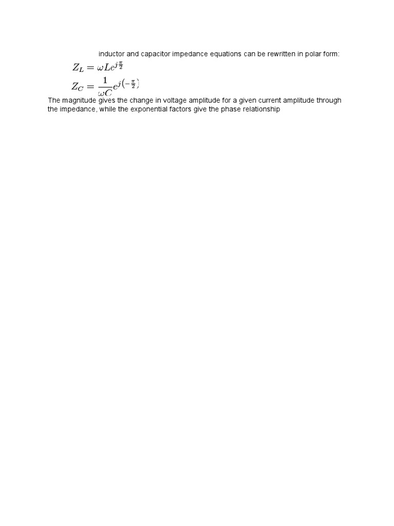 Inductor and Capacitor Impedance Equations Can Be Rewritten in Polar ...