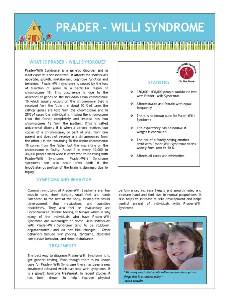 Prader-Willi Syndrome Fact Sheet | PDF | Medicine | Diseases And Disorders