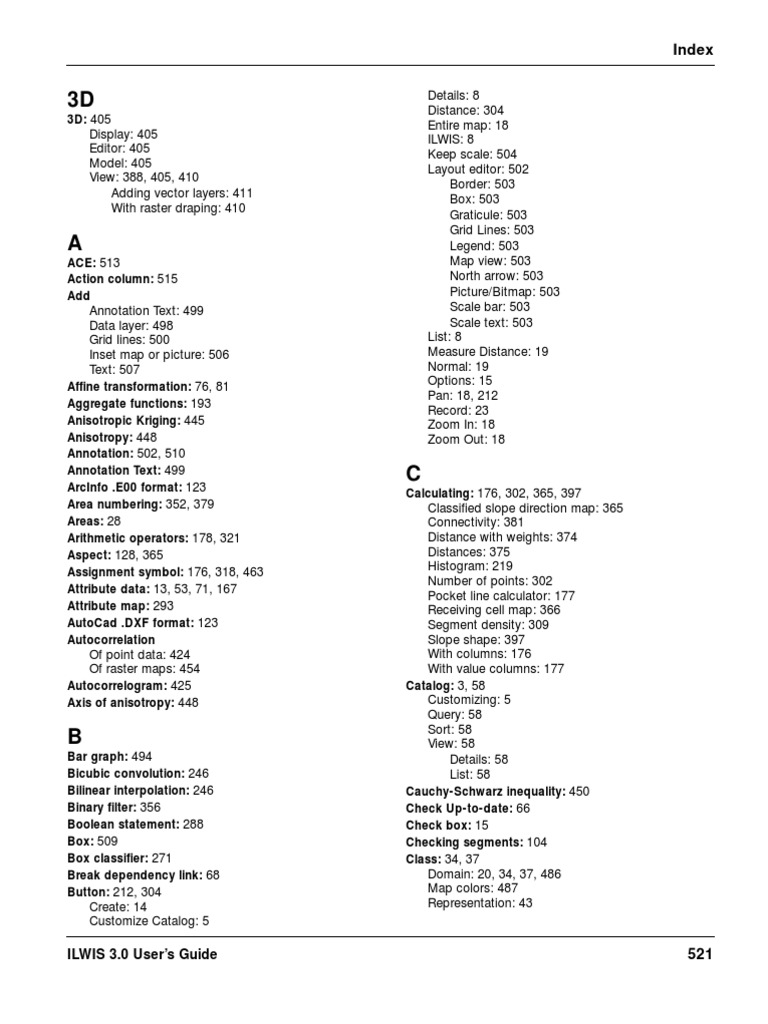 Index: ILWIS 3.0 User's Guide | PDF | Map | Statistical Classification