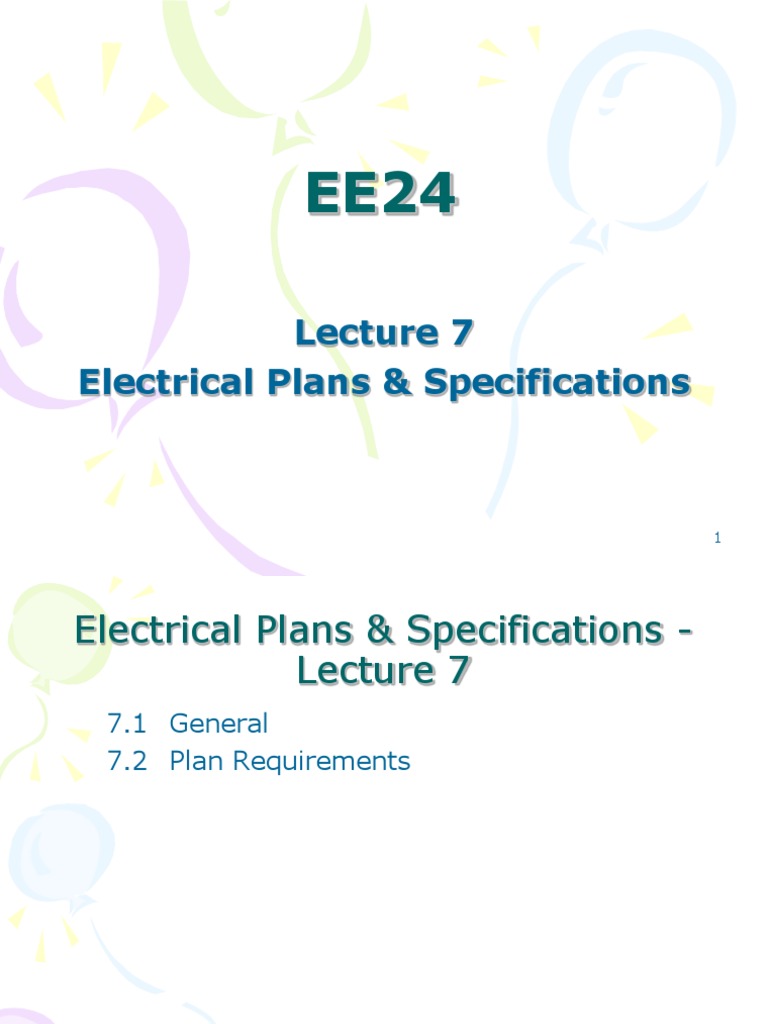 EE24 Lecture 7 - Electrical Plans & Specifications | PDF | Electrical ...