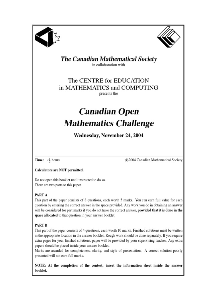 Canadian Open Mathematics Challenge: The Canadian Mathematical Society ...