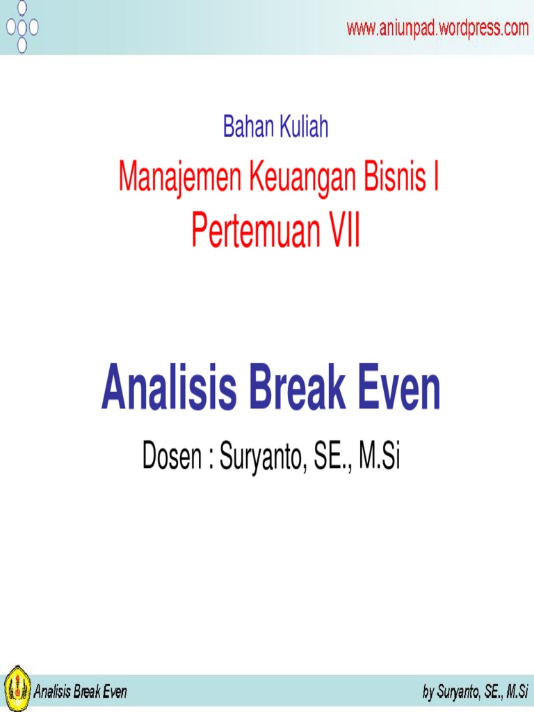 Analisis Break Even PDF | PDF