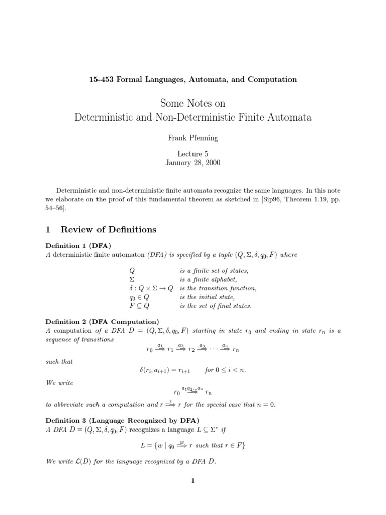 Some Notes On Deterministic And Non Deterministic Finite Automata By