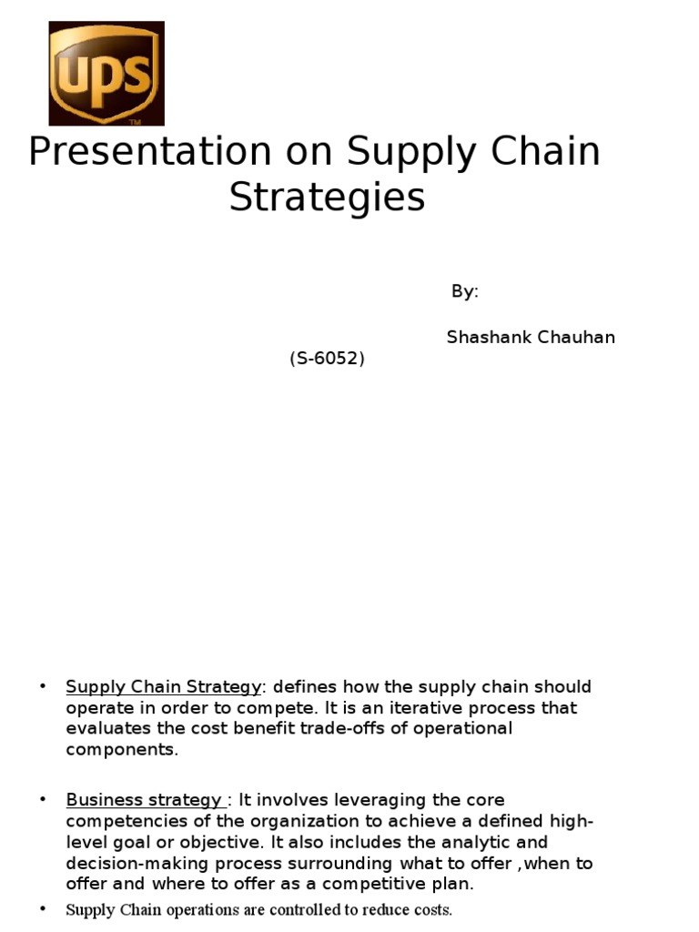UPS Supply Chain Strategies | PDF | Strategic Management | Supply Chain