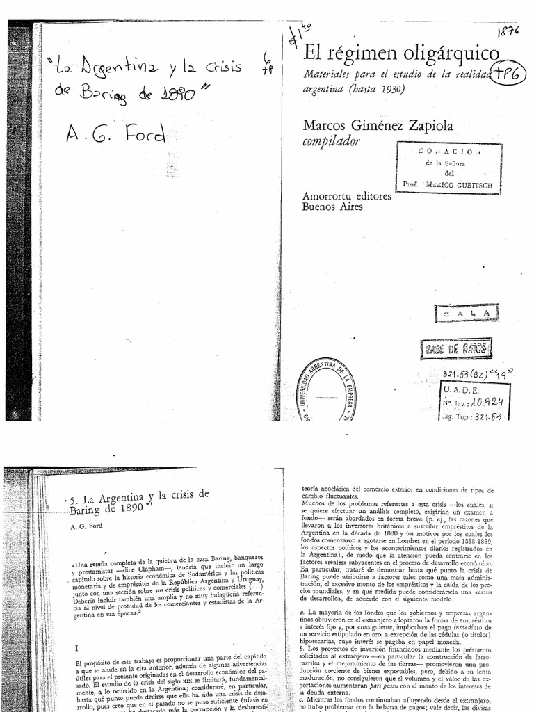 Ford - La Argentina y La Crisis de Baring de 1890 | PDF | Moneda ...