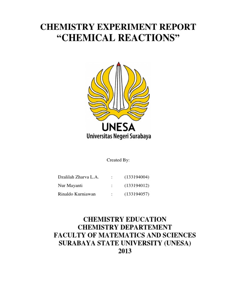 "Chemical Reactions": Chemistry Experiment Report | PDF | Acid | Redox