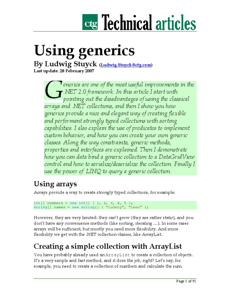 CTG Articles Generics | PDF | Data Type | Mathematical Structures