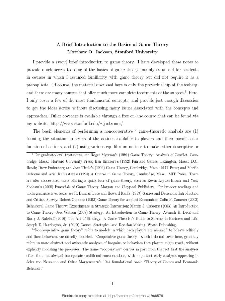 Introduction To Game Theory | PDF