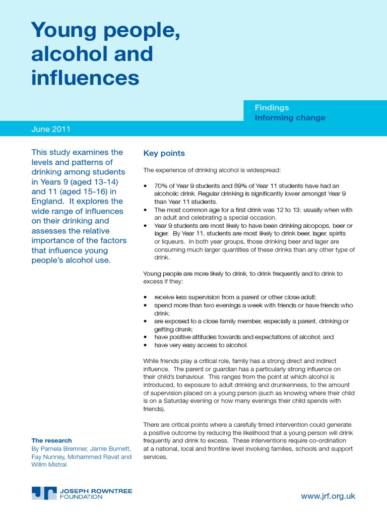 Young People Alcohol Summary | PDF | Alcoholism | Alcoholic Drinks