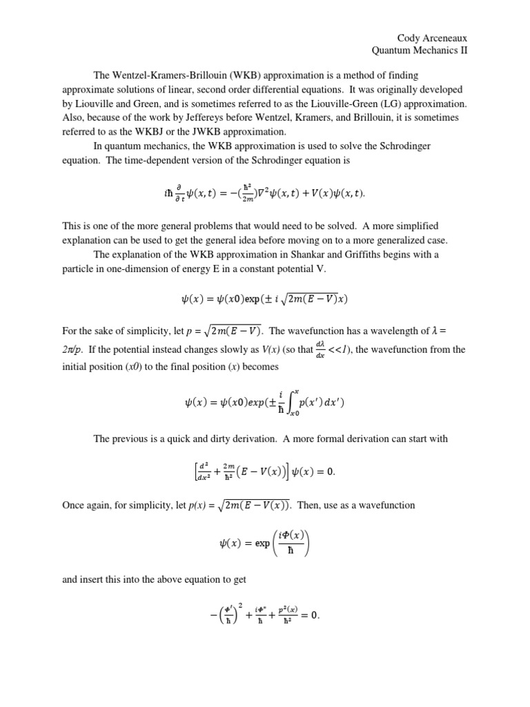 WKB Approximation Paper | PDF