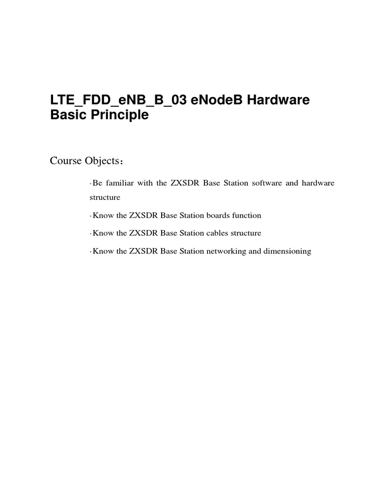 eNodeB Hardware Basic Principle | PDF | Base Station | Cable