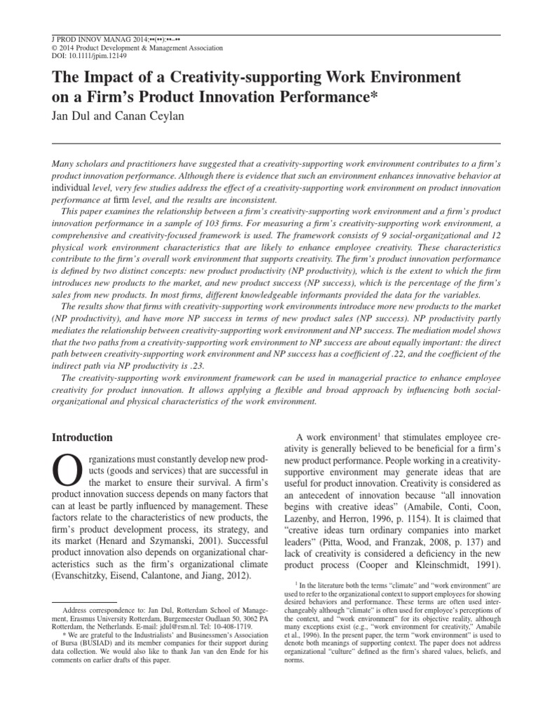 Creativity at Work Environment | PDF | Innovation | Creativity