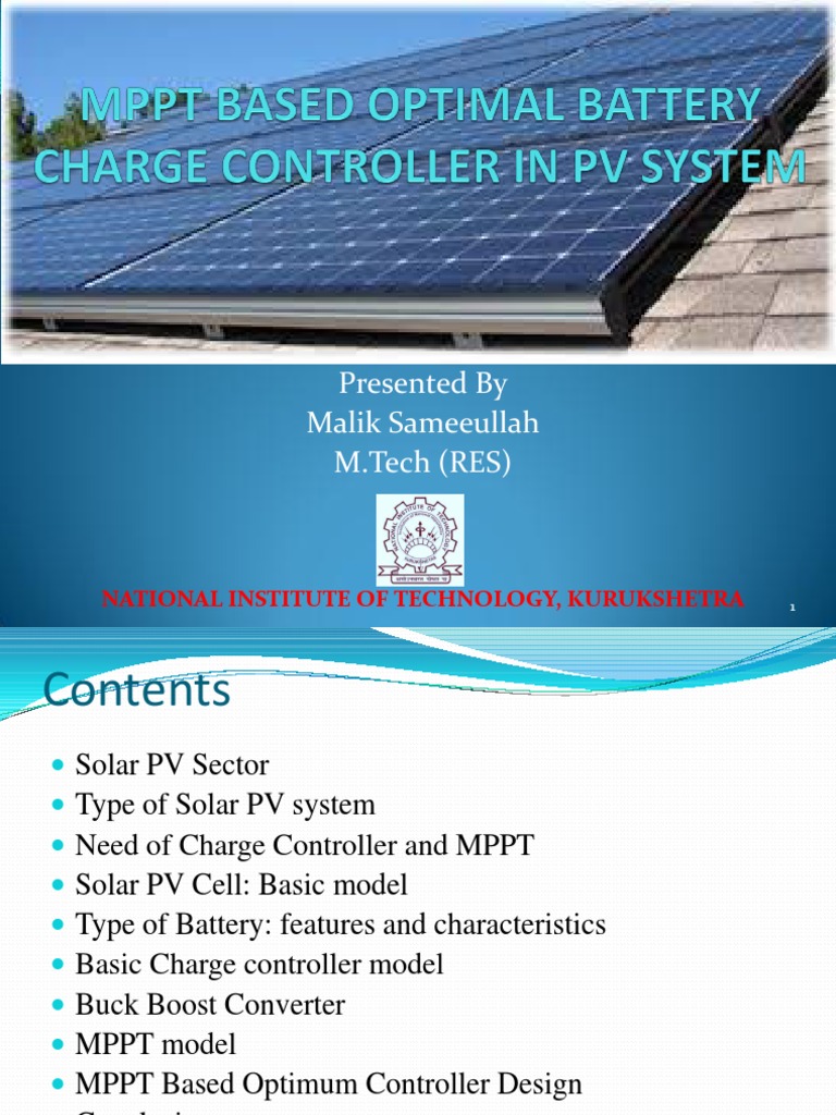 MPPT Based Optimal Charge Controller in PV System | PDF | Photovoltaics ...