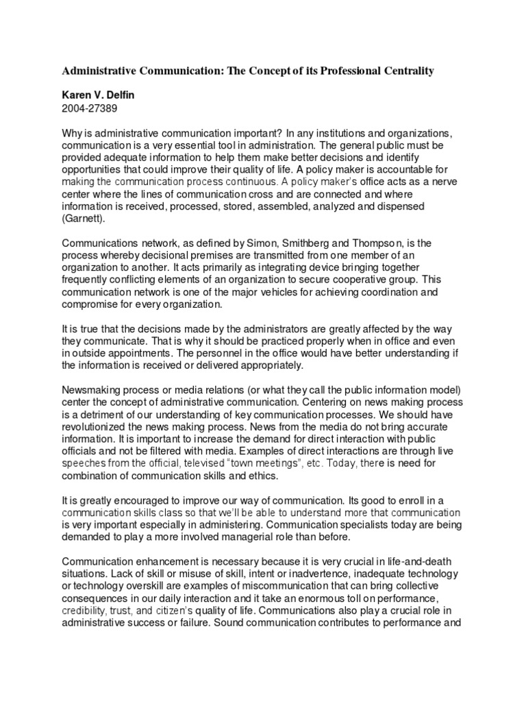 Importance of Communication in Admin | PDF | Mass Media | Public ...