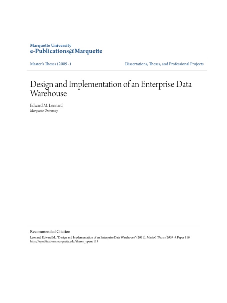 Design and Implementation of An Enterprise Data Warehouse | PDF | Data Warehouse | Databases