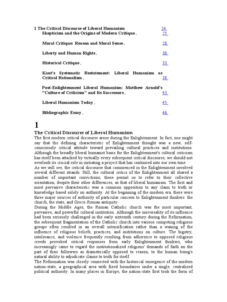 1 The Critical Discourse of Liberal Humanism | PDF | Age Of ...