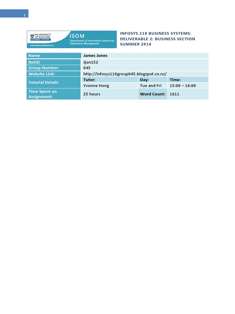 Name Netid Group Number: Website Link: Tutorial Details Time Spent On Assignment | PDF | Cloud ...