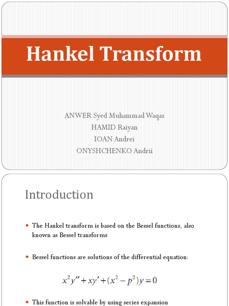 Hankel Transform | Function (Mathematics) | Fourier Transform