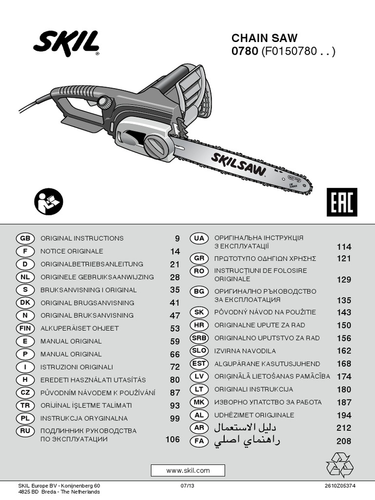 Chainsaw Manual | PDF | Ac Power Plugs And Sockets | Equipment