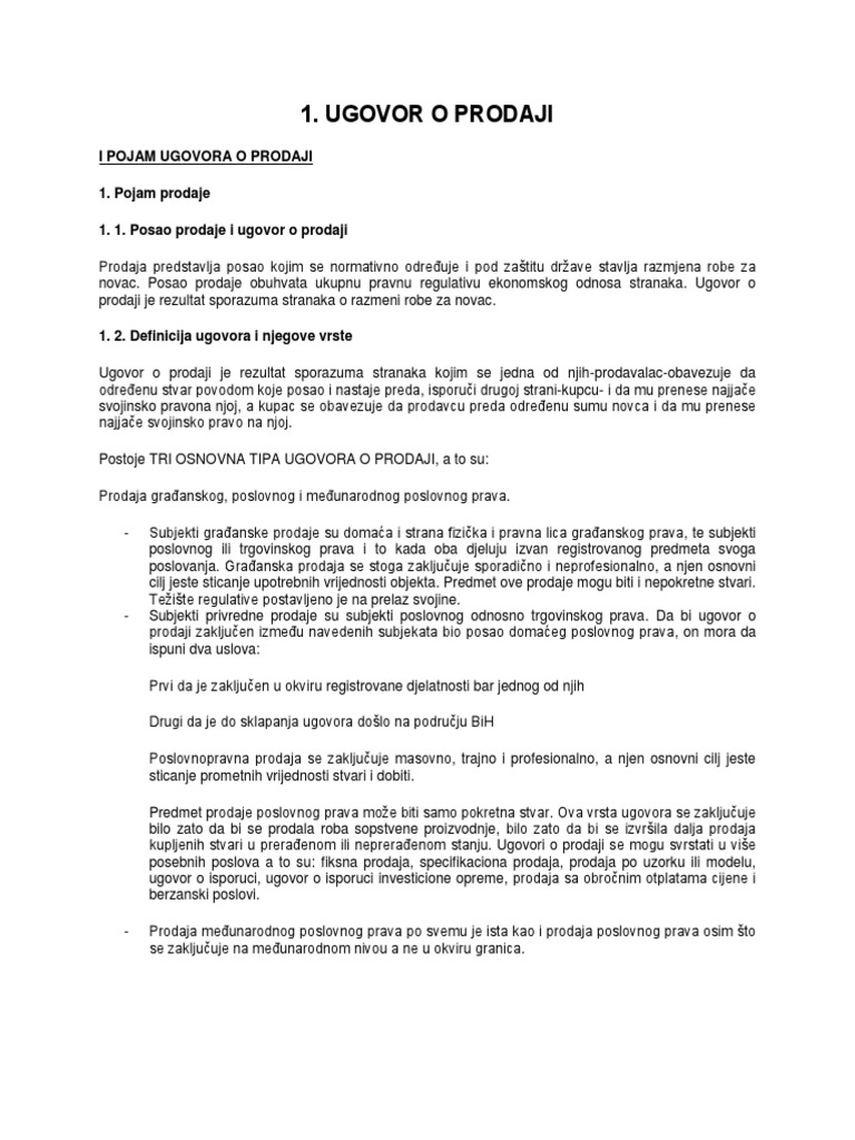 Ugovor o Prodaji | PDF