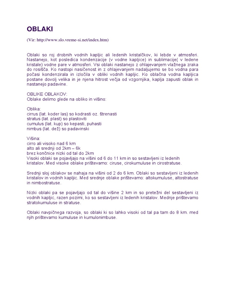 Oblaki | PDF