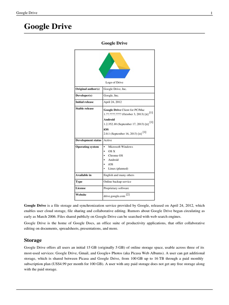 Google Drive - Powerful cloud storage and file sharing service | PDF ...
