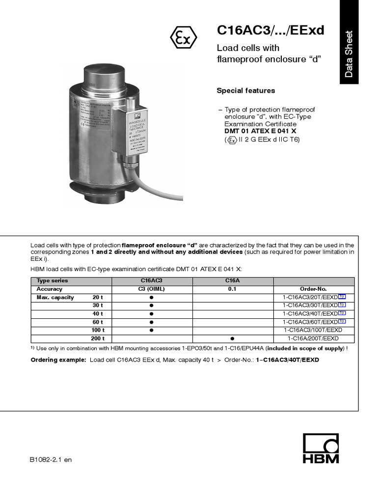 C16Ac3/... /eexd: Load Cells With Flameproof Enclosure "D" | PDF ...