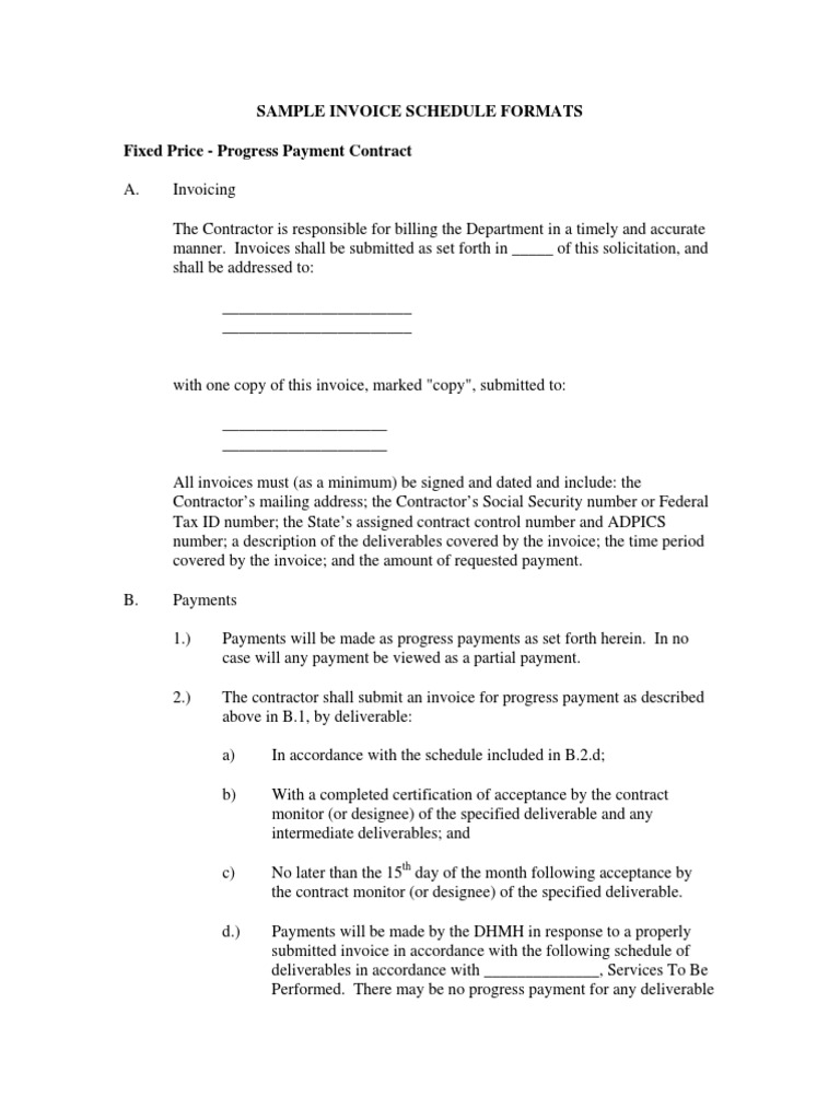 Sample Invoice Schedule Formats | PDF | Invoice | Accounts Payable