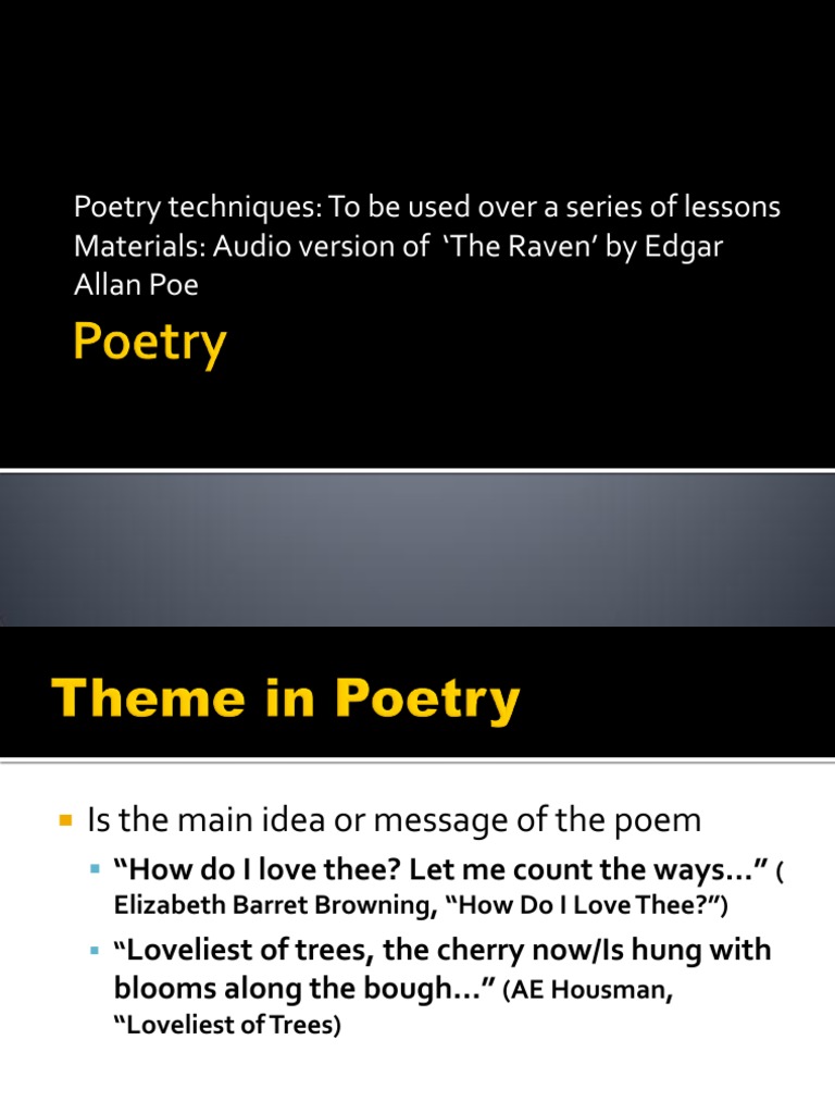 Poetry PPT Poetry Techniques/Poetic Devices | PDF | The Raven | Metaphor