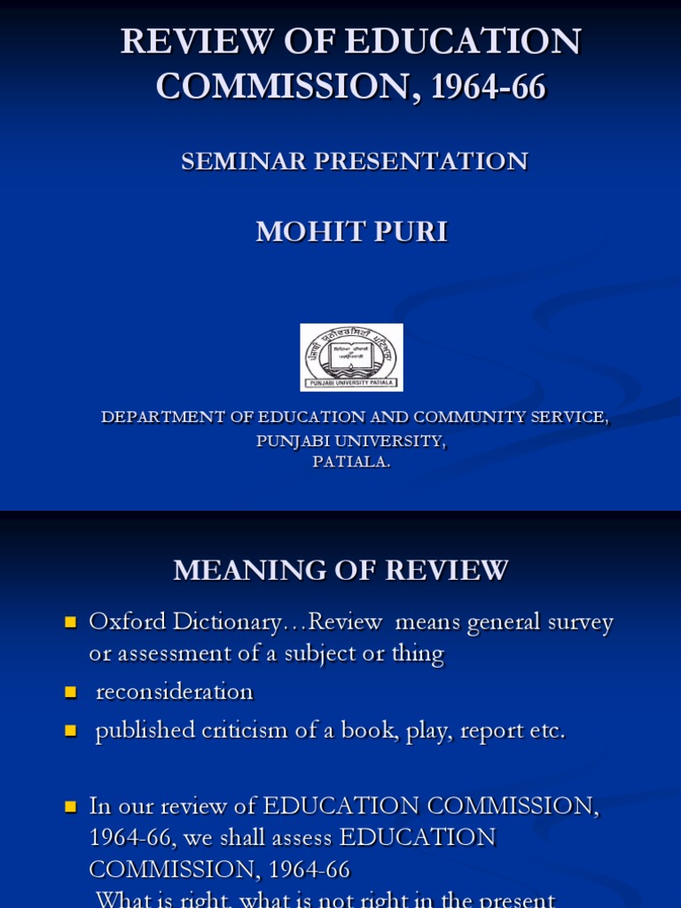Review of Education Commission 1964-66 by Mohit Puri | PDF | Traditions ...