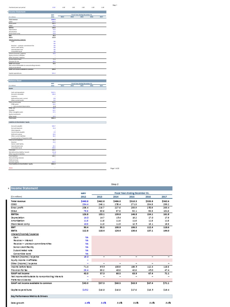 Five-Year Projected Financial Statements and Key Metrics for a Growing ...