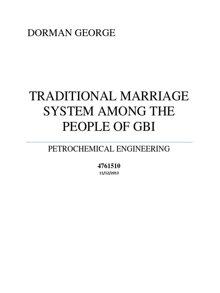 Traditional Marriage System Among The People of Gbi | Download Free PDF ...