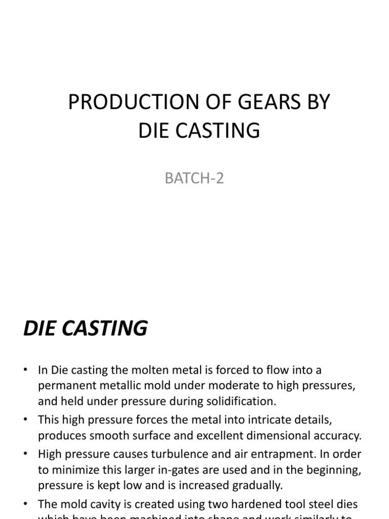 Die Casting Process for Gear Production | PDF | Casting (Metalworking ...