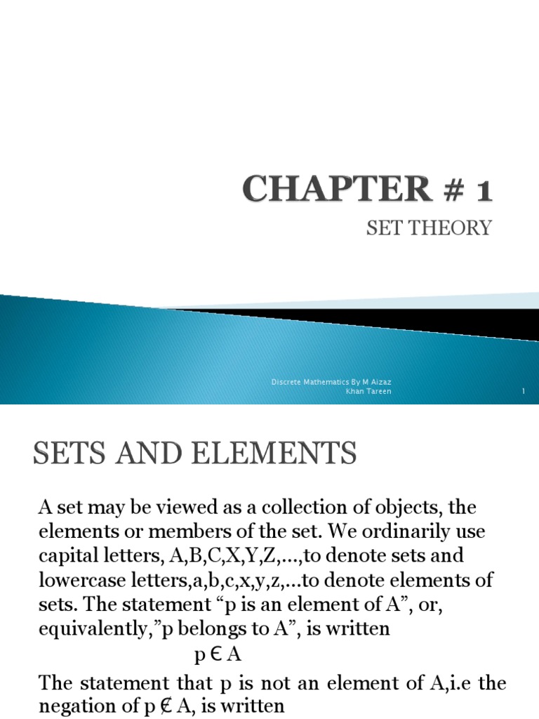 Set Theory: Discrete Mathematics by M Aizaz Khan Tareen | PDF | Set ...