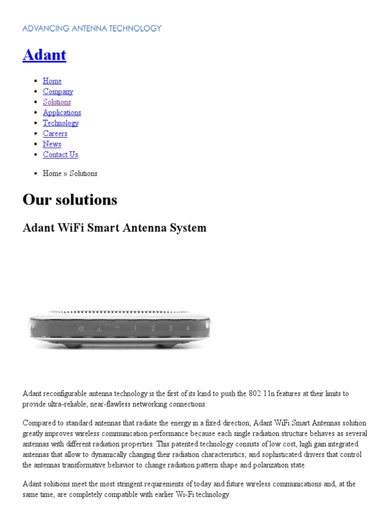 Adant - Advancing Antenna Technology | PDF | Antenna (Radio) | Wi Fi