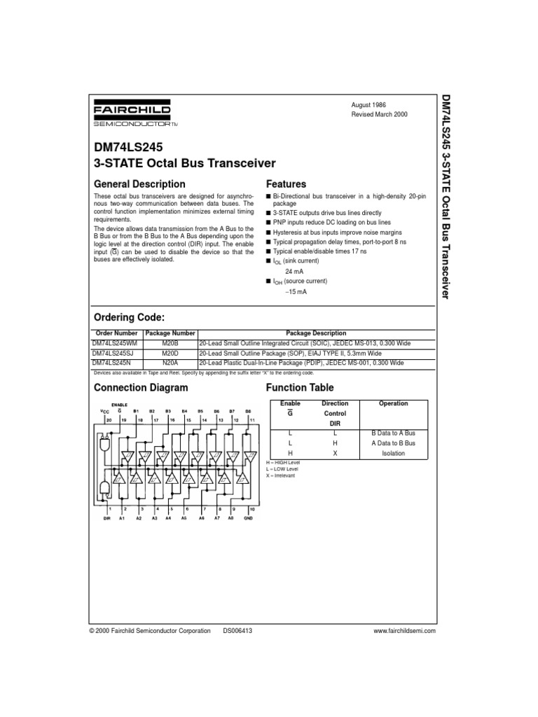 74ls245 (3-State Octal Bus Transceiver) | PDF | Electrical Engineering | Electronics