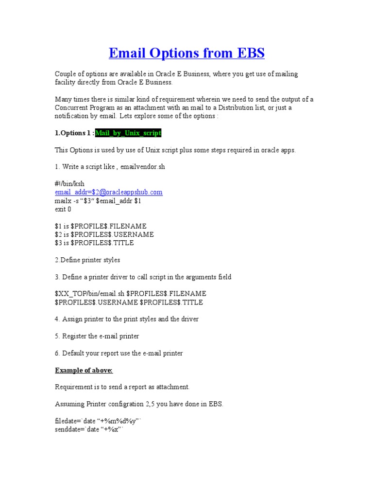 Oracle EBS Email Options | PDF | Pl/Sql | Java (Programming Language)