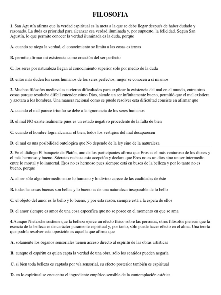 Pruebas Icfes-Filosofia Cuestionario Uno | PDF | Existencia | Filosofía
