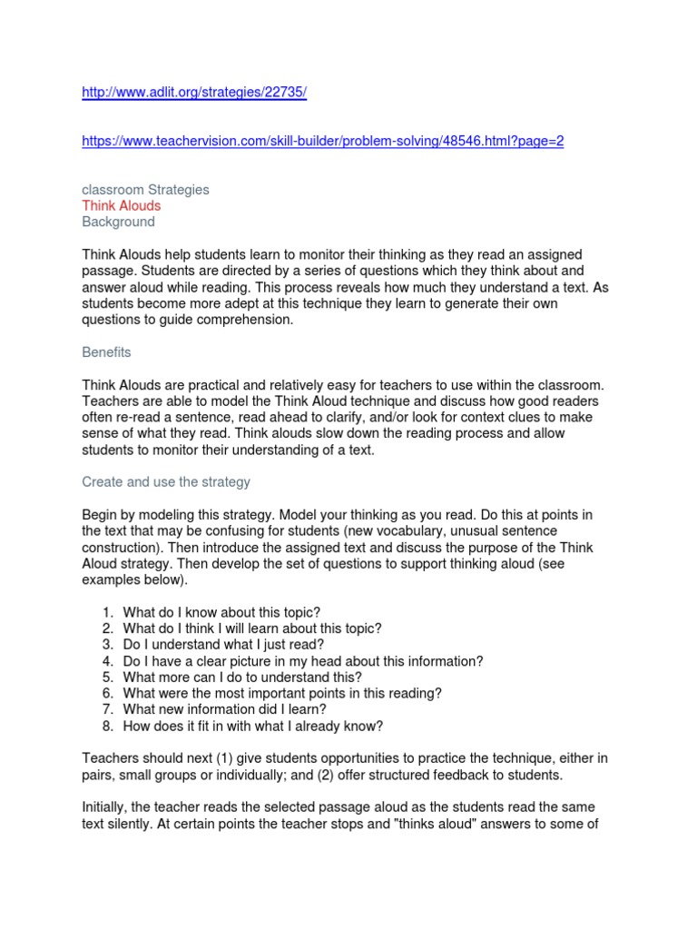 Think Aloud | PDF | Reading Comprehension | Usability