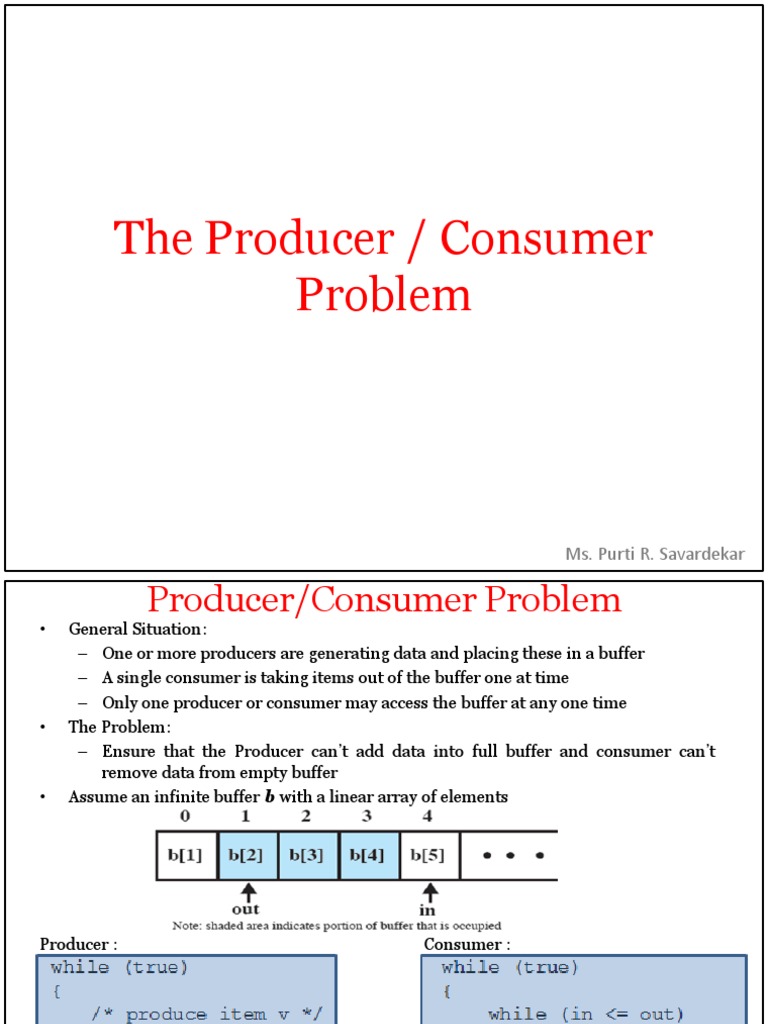 The Producer Consumer Problem Rt Pdf Concurrency Computer Science Operating System
