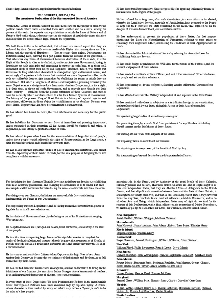 Declaration of Independence | Download Free PDF | Public Sphere ...