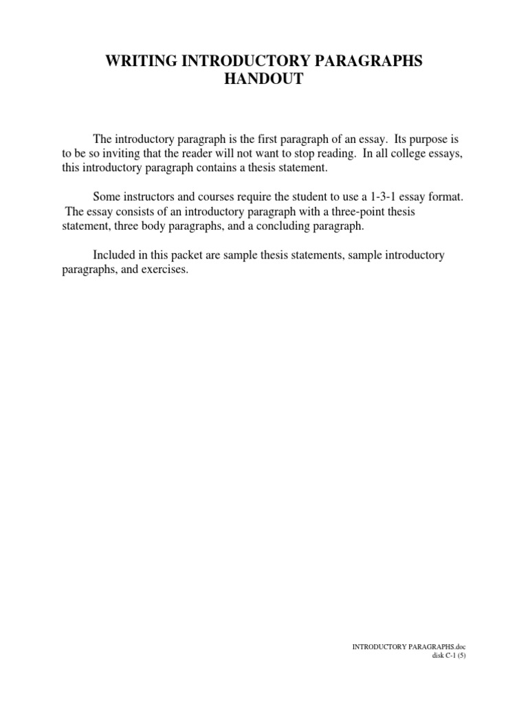 Introductory Paragraphs | PDF | Harry Houdini | Essays