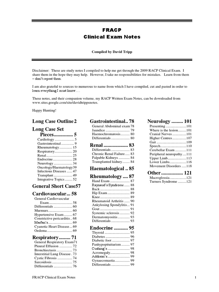 FRACP Clinical Dexam Notes | PDF | Cirrhosis | Hepatitis