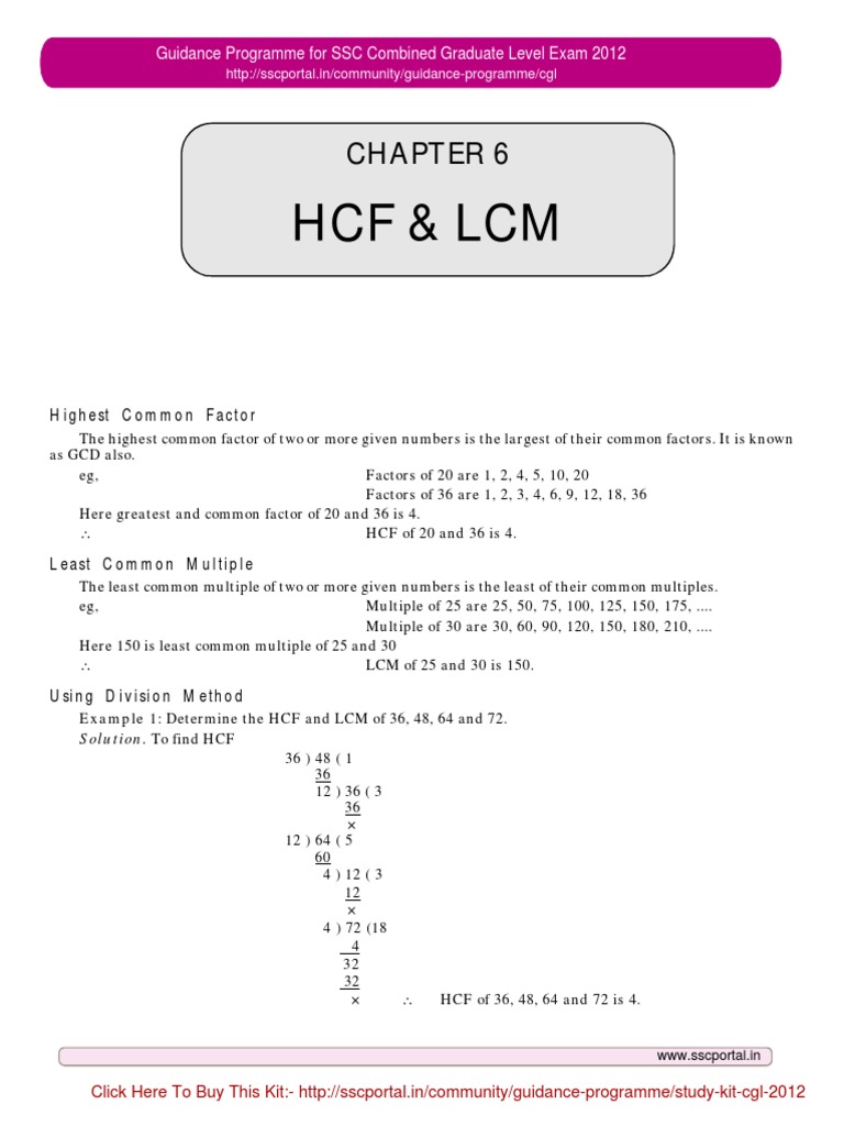 SSC CGL Numeric Aptitude (HCF LCM) | PDF | Fraction (Mathematics) | Numbers