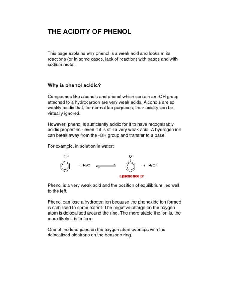 The Acidity of Phenol | PDF | Aromaticity | Acid