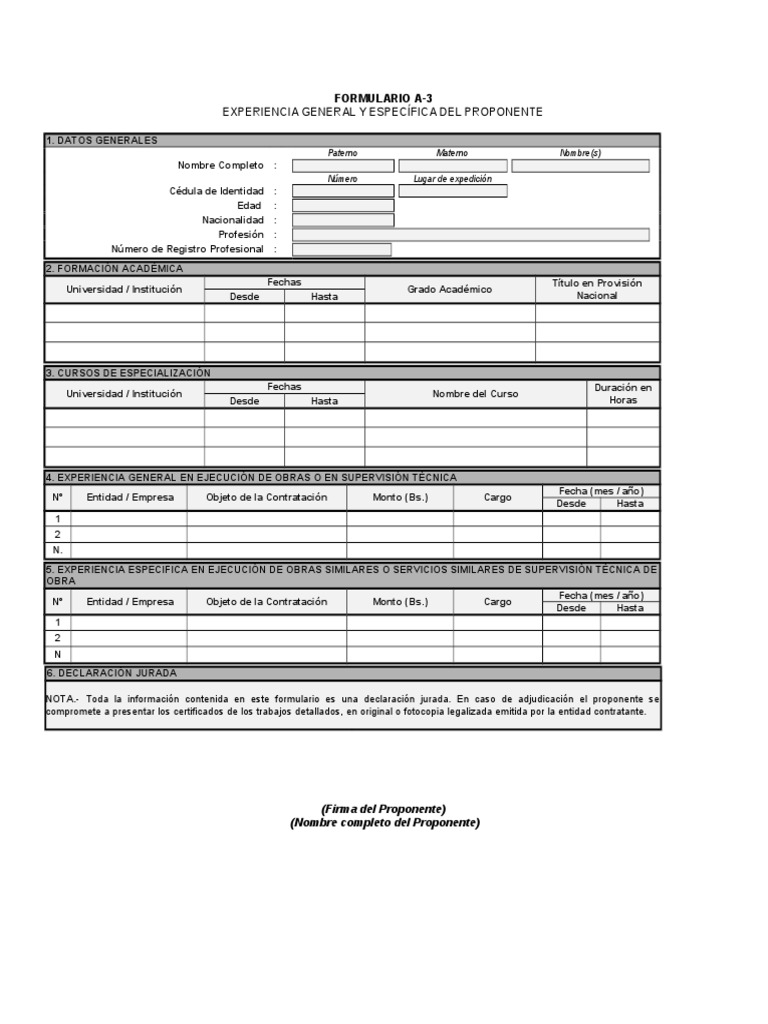 Formulario A3 Del Profesional | PDF