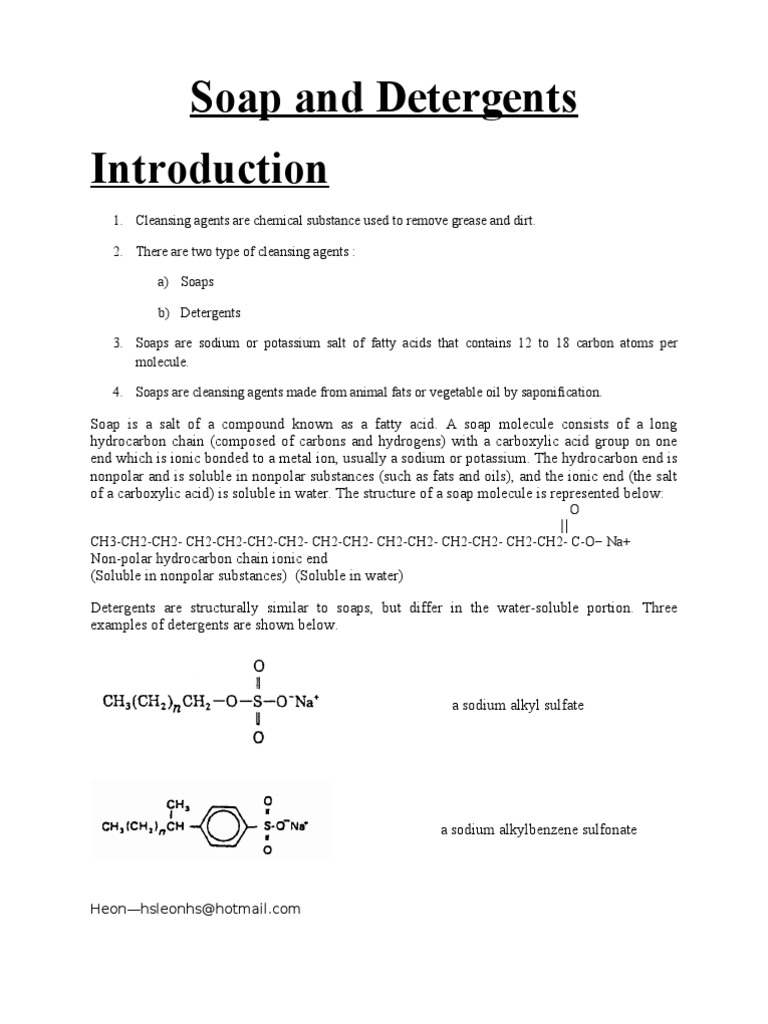 Understanding Soaps and Detergents | PDF | Soap | Sodium Hydroxide